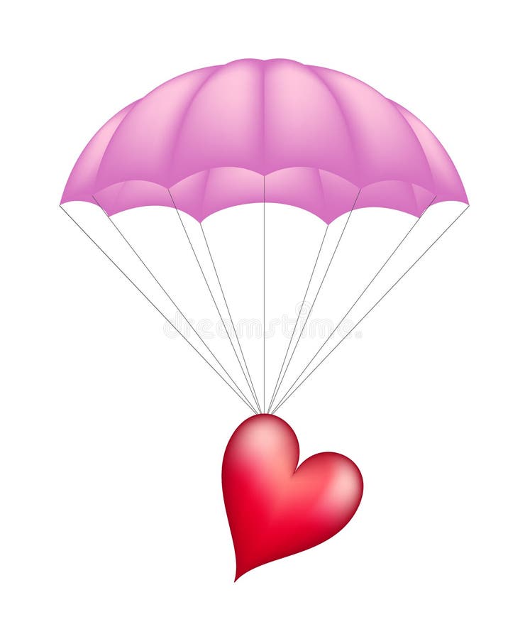 Heart at parachute stock illustration. Illustration of passion - 17788539