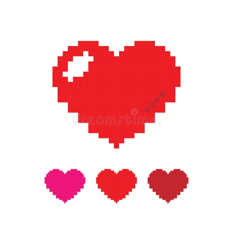 Heart Pixel Red Icon Isolated, Romantic Love Vector Illustration Stock ...