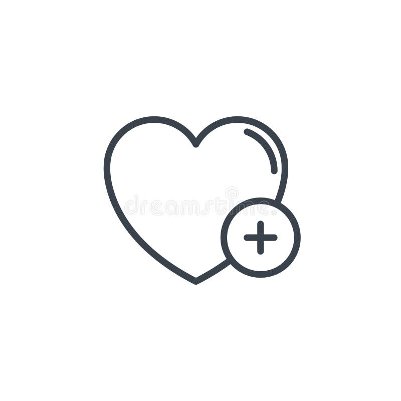 Heart Plus Icon Line Design Stock Vector - Illustration of heart, plus ...