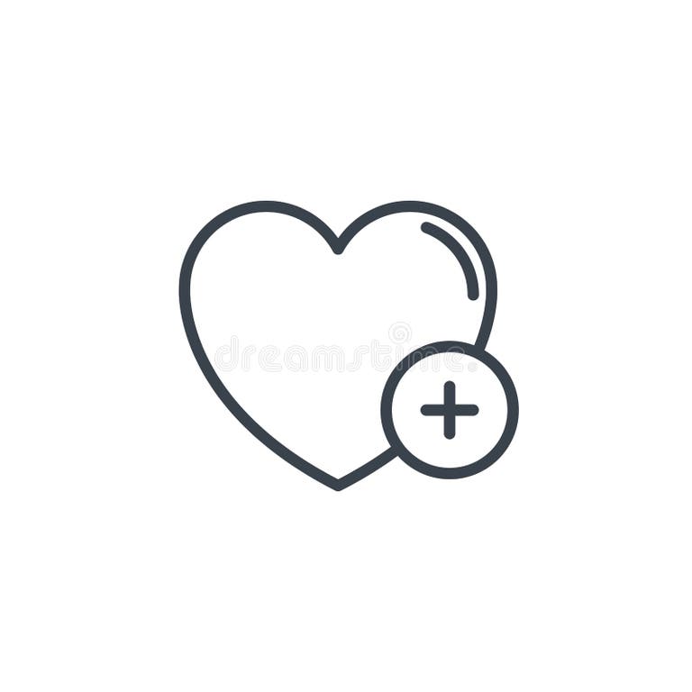 Heart Plus Icon Line Design Stock Vector - Illustration of heart, plus ...