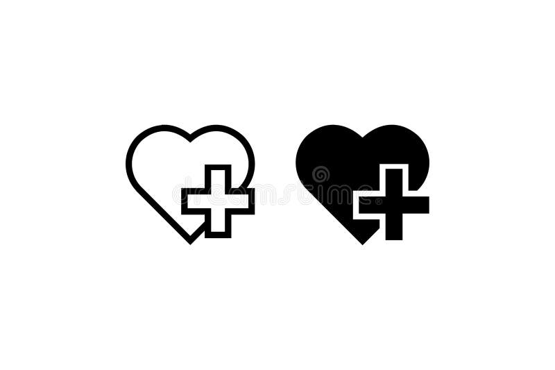 Heart with Plus Icon and Outline Element Stock Vector - Illustration of drawing, brand: 375385864