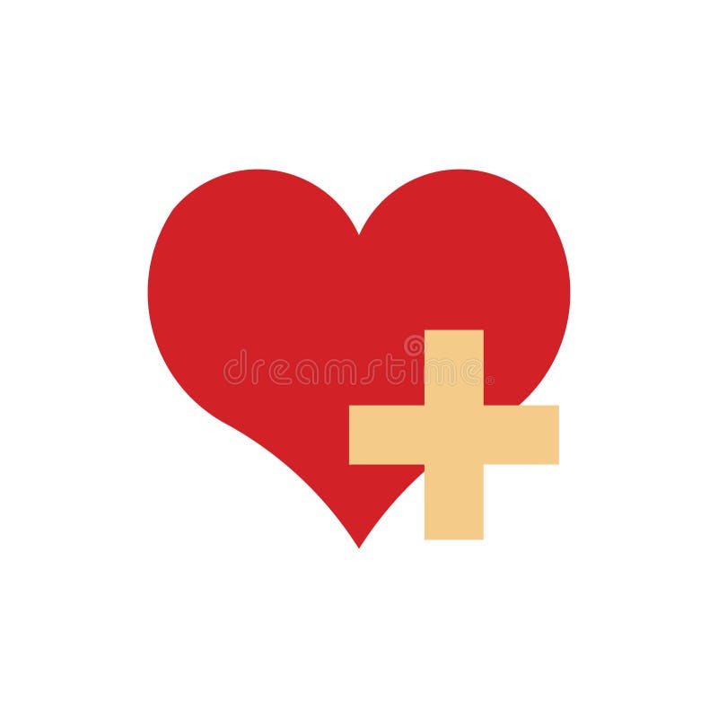Red Heart and Cross Plus Medical Pharmacy Icon in Trendy Flat Style ...