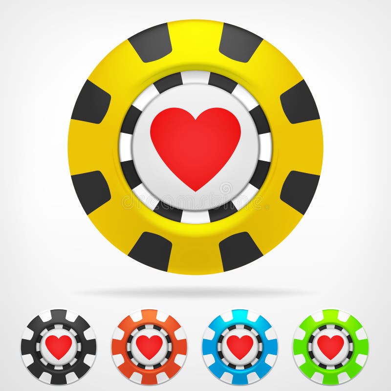 Heart Poker Chip Set 3D Object Stock Vector - Illustration of coin ...