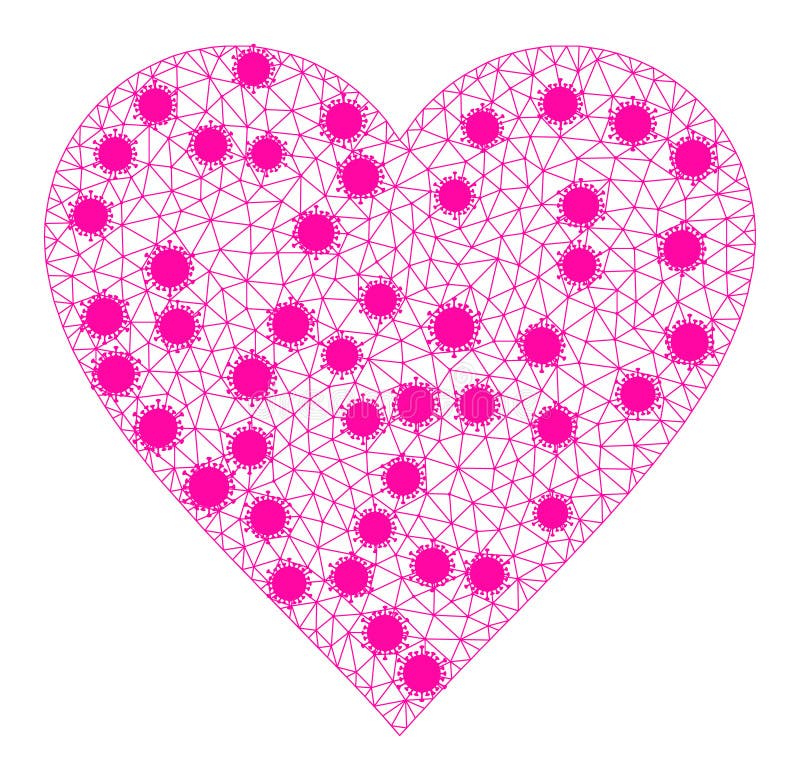 Heart Polygonal Mesh Pictogram with Flu Elements Stock Vector ...