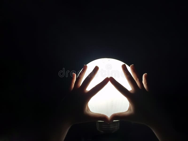 Heart Pose with Hands Around the Light, Night Time Photography, Glow of ...