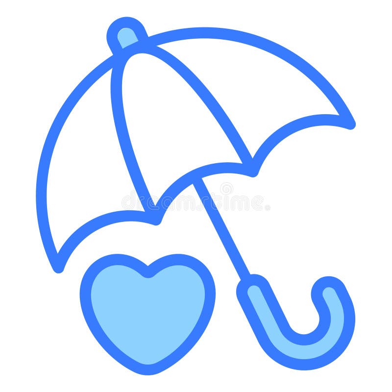 Heart Protection, Umbrella Icon, Simple Design Blue Line Stock Vector ...