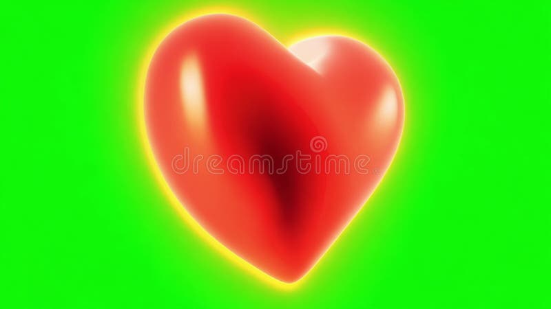 A Heart Pulsates Like a Soft Glowing Beacon. Green Screen Chromakey ...