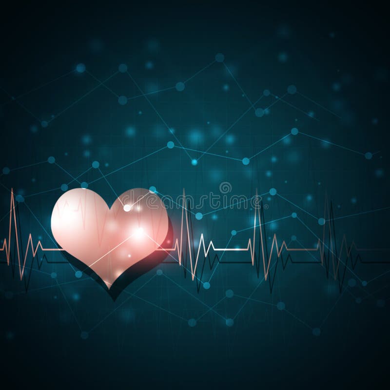 Heart Rhythm Red Background Stock Illustration - Illustration of ...