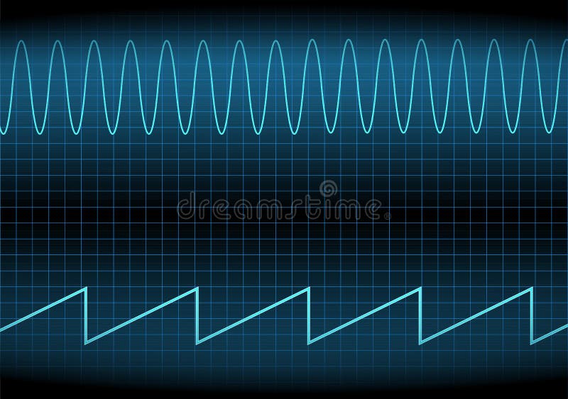 Sine Wave and Sawtooth Signal on the Oscilloscope. the Voltage Waveform ...