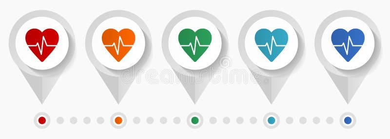 Heart, Pulse Concept Vector Icons, Editable Infographic Template, Set ...