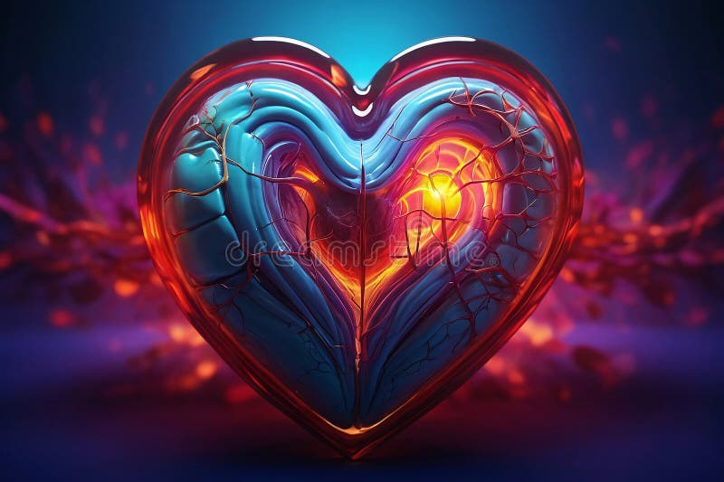 Heart pulse glowing inside stock illustration. Illustration of purple ...