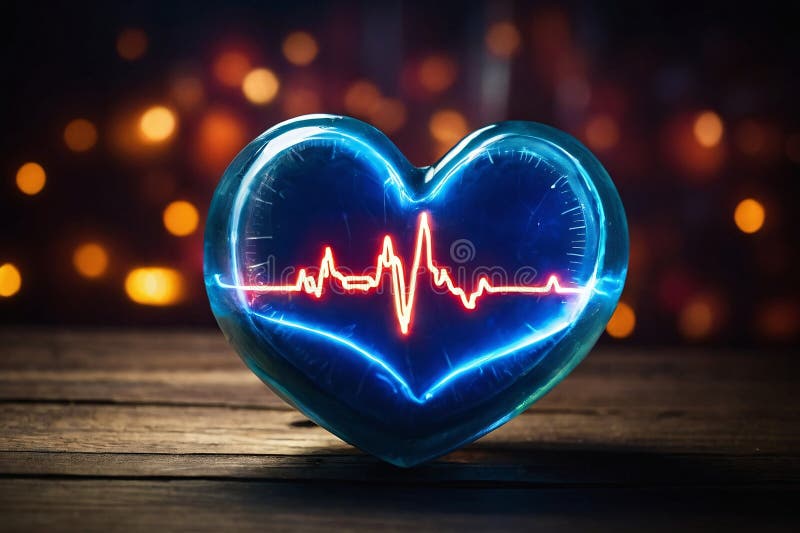 Heart pulse glowing inside stock illustration. Illustration of night ...