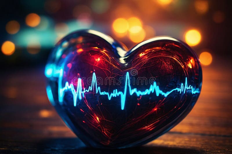 Heart pulse glowing inside stock illustration. Illustration of medical ...