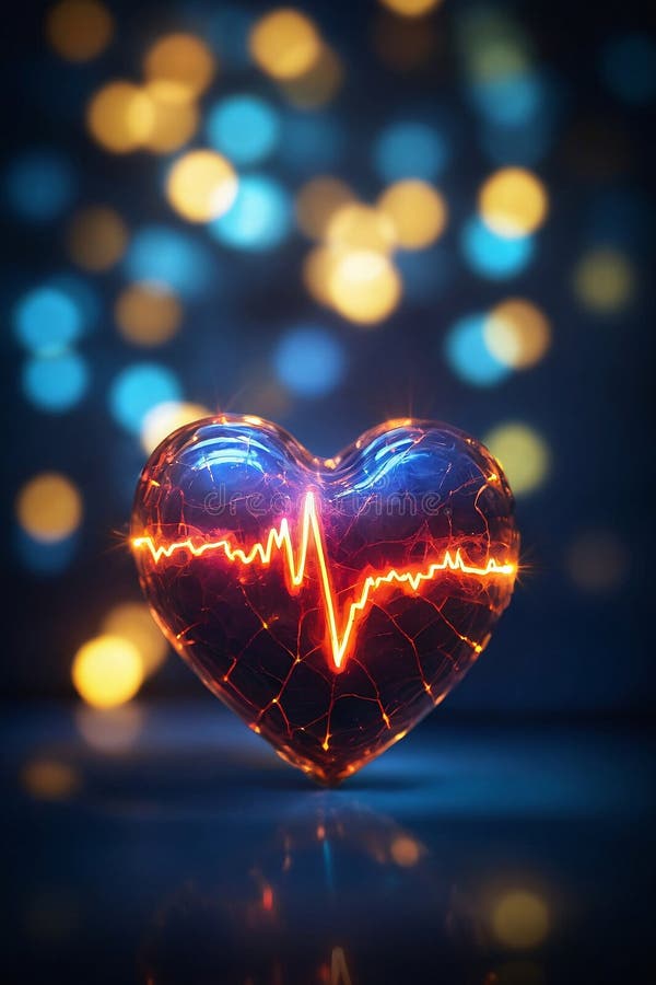 Heart pulse glowing inside stock illustration. Illustration of purple ...