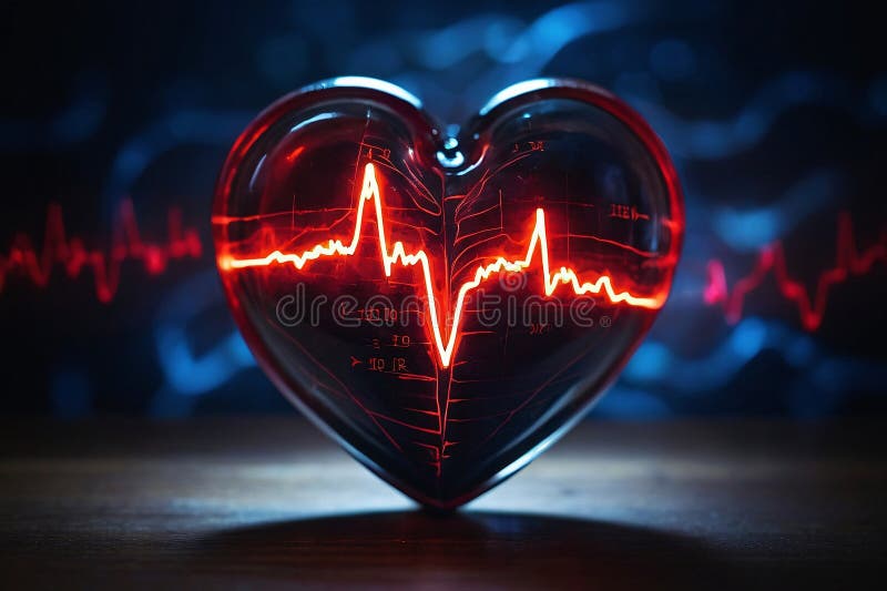 Heart pulse glowing inside stock illustration. Illustration of lighting ...