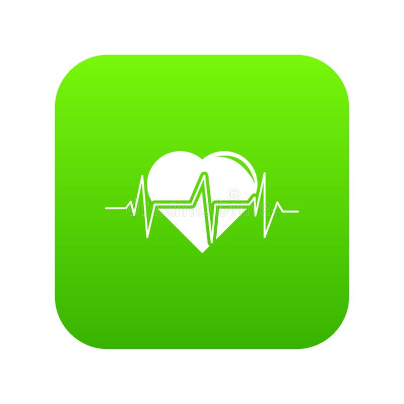 Green Heart Beat Pulse Line On White Stock Illustration - Illustration ...