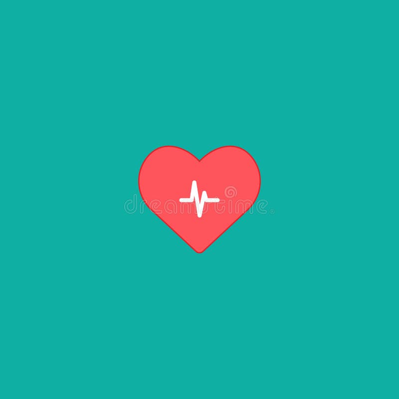 Heart with Pulse Icon. Vector Symbol on Green Stock Vector ...
