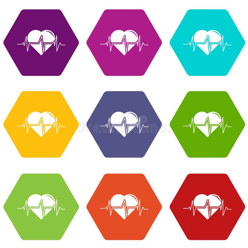 Heart Pulse Icons Set 9 Vector Stock Vector - Illustration of concept ...
