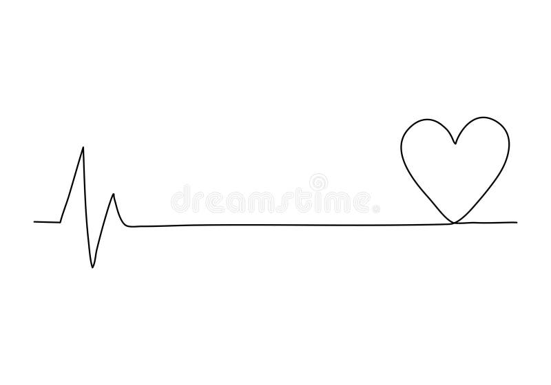 Heart and Pulse, One Line Drawing Vector Illustration Stock Vector ...