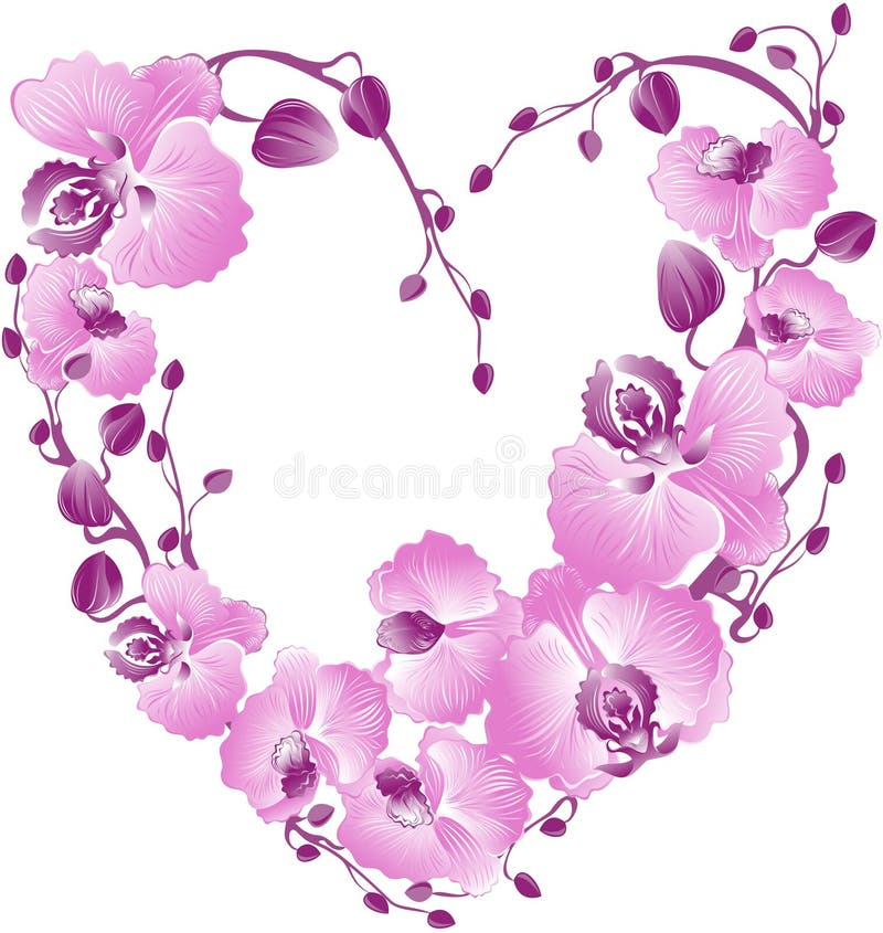 Heart from Purple Orchid. Vector Illustration Stock Vector ...