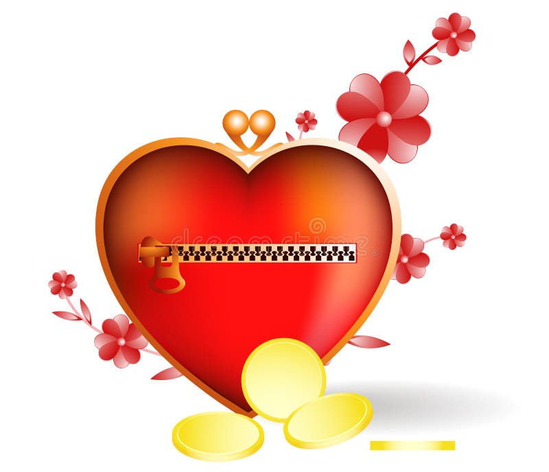 Heart- purse. Bright icon stock vector. Illustration of dollar - 13006550