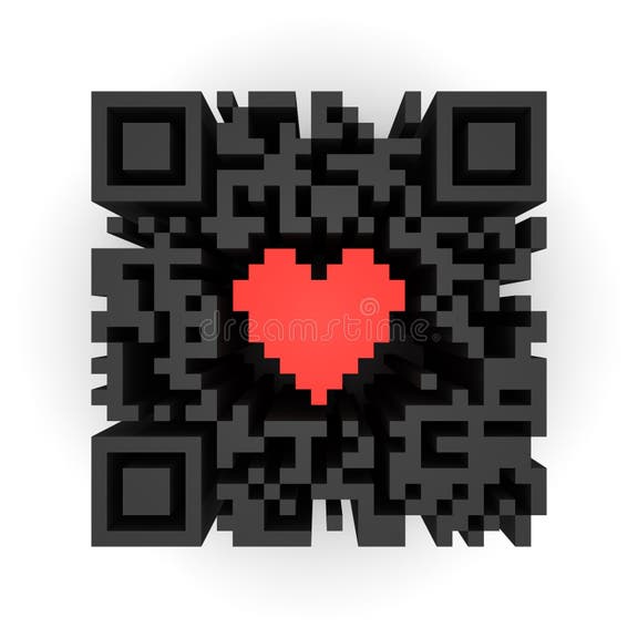 Heart in QR-code stock illustration. Illustration of coding - 20265285