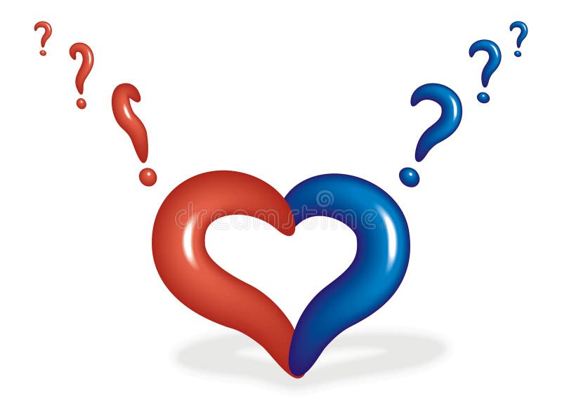 Heart with a question mark stock vector. Illustration of pink - 9653203