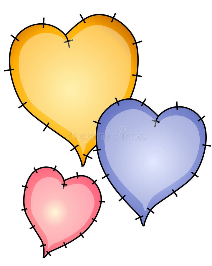 Heart Quilt Patches Clip Art Stock Illustration - Illustration of ...