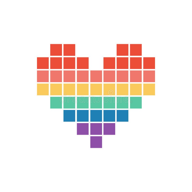 Pixelated Heart Design Composed in a Rainbow Colours Stock Vector ...