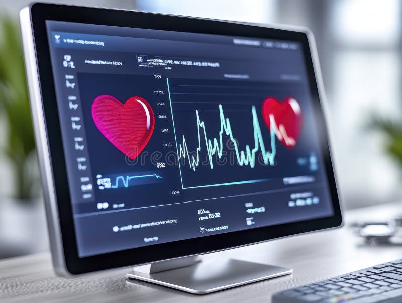 Heart Rate Data on Computer Screen Stock Illustration - Illustration of ...