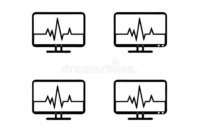 Heart Rate and ECG Waveform Displayed on Screen with Beeping Alert ...