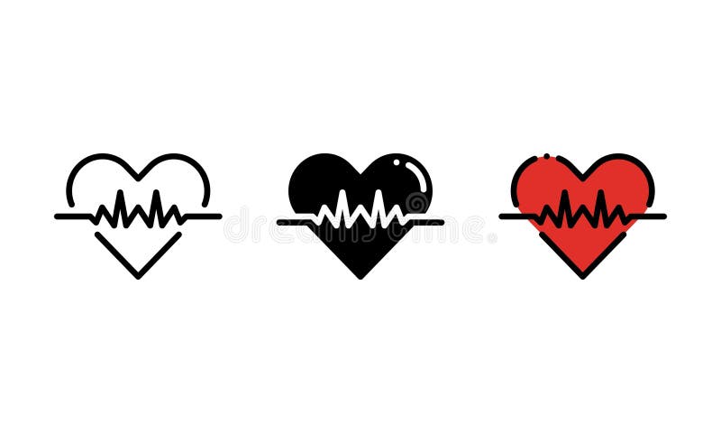 Heart Rate Icon. Vector Icon with Outline, Glyph, and Filled Outline ...