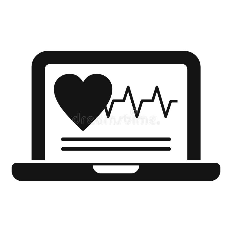 Heart Rate Laptop Icon Simple Vector. Palpitating Aid Attack Stock ...