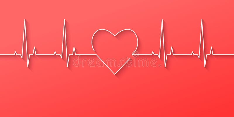 Heart Rate Line on Light Red Background Stock Vector - Illustration of ...