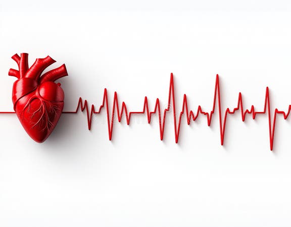Heart Rate Lines Depicted in Red on a White Background Represent the ...