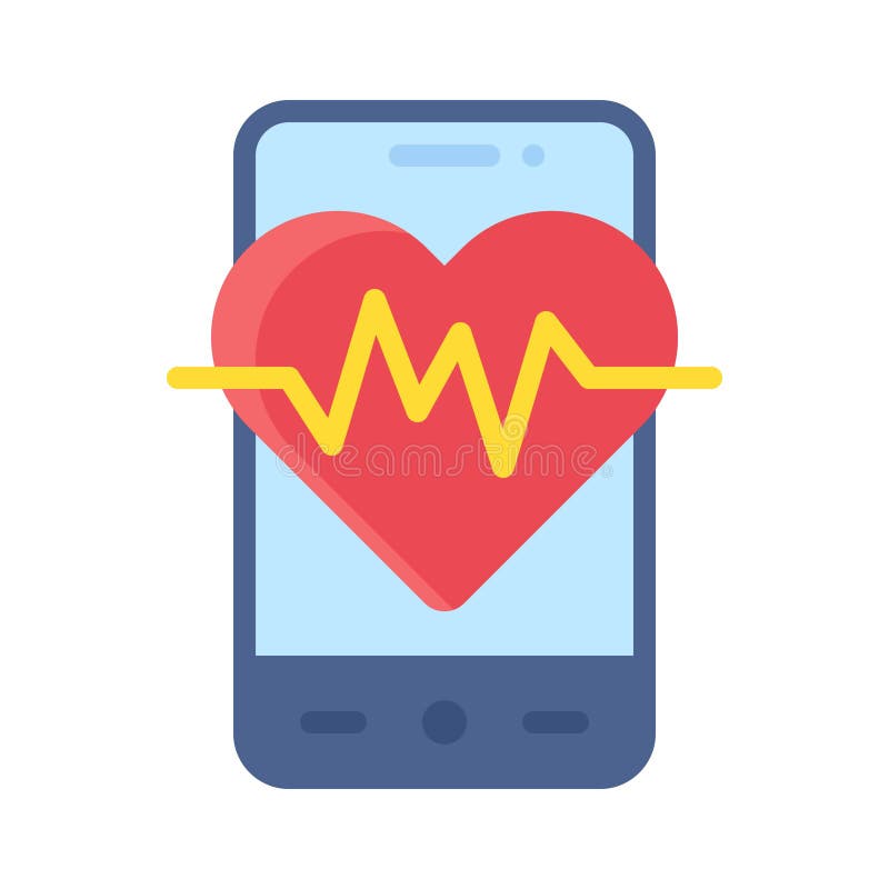 Heart Rate Monitor App Icon, Mobile Application Vector Illustration ...