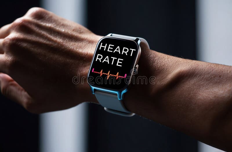 HEART RATE Text on the Screen of a Smart Watch Stock Illustration ...