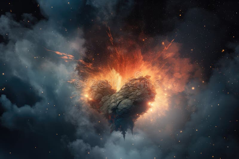 Heart, with Rays of Light Shining through Clouds of Nebula Dust and Gas ...
