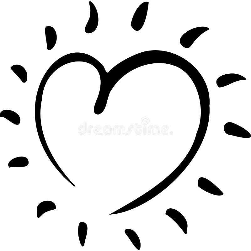 Heart with Rays Sketch Vector Illustration Stock Illustration ...