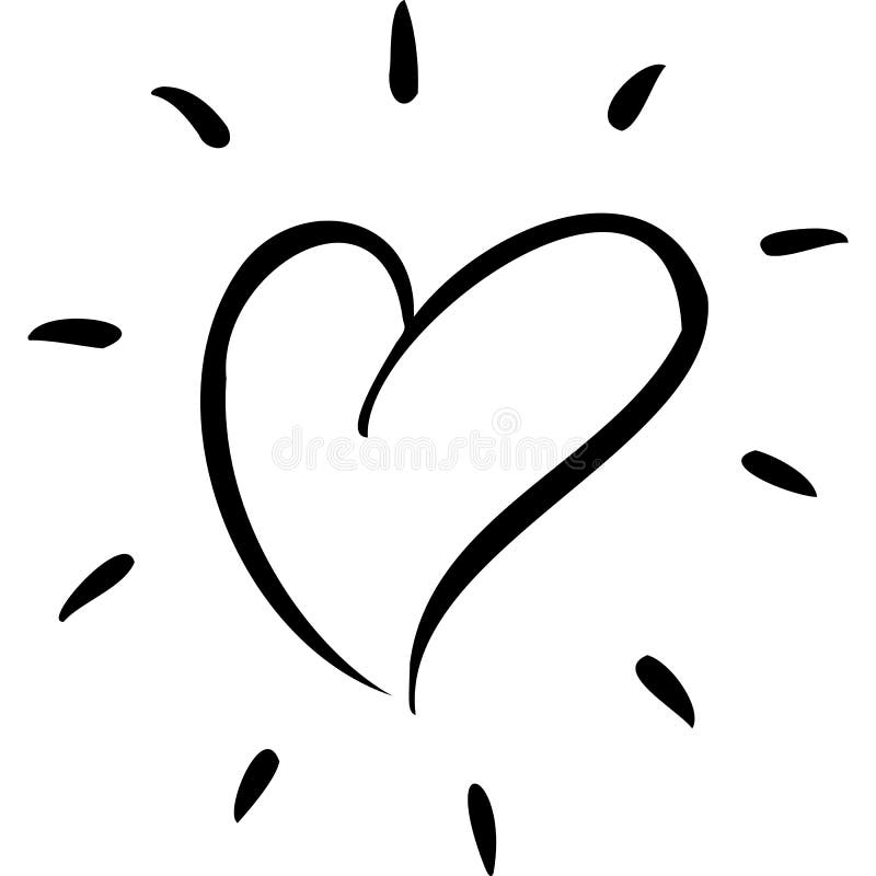 Heart with Rays Sketch Vector Illustration Stock Illustration ...
