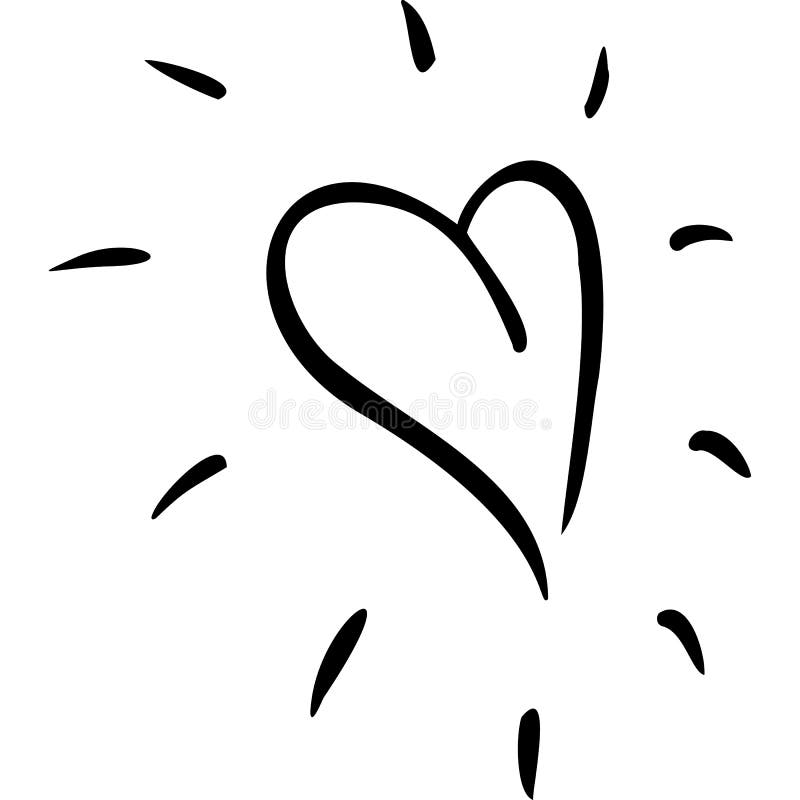 Heart with Rays Sketch Vector Illustration Stock Vector - Illustration ...