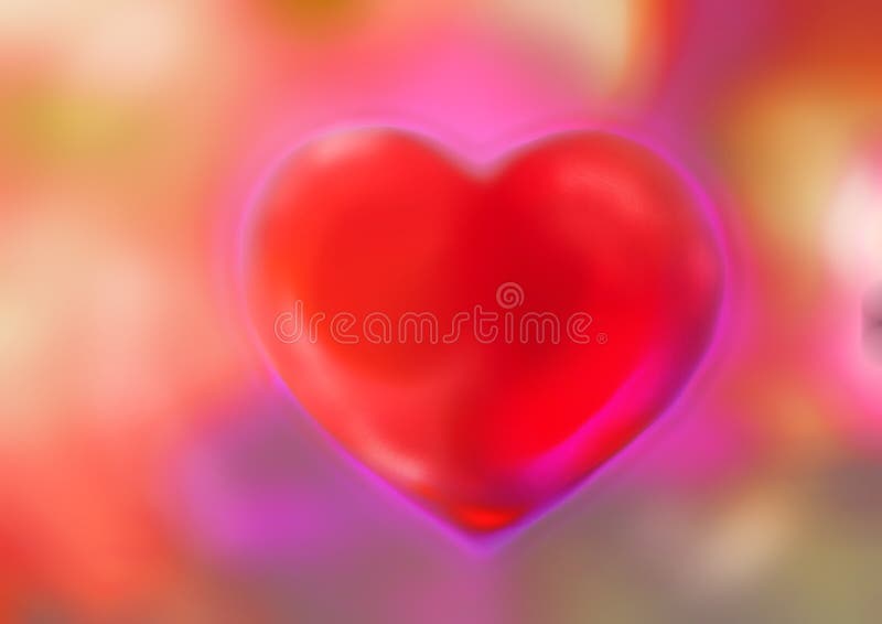 Heart on a Red Blurred Background, Colored Abstraction, Rainbow Pattern ...