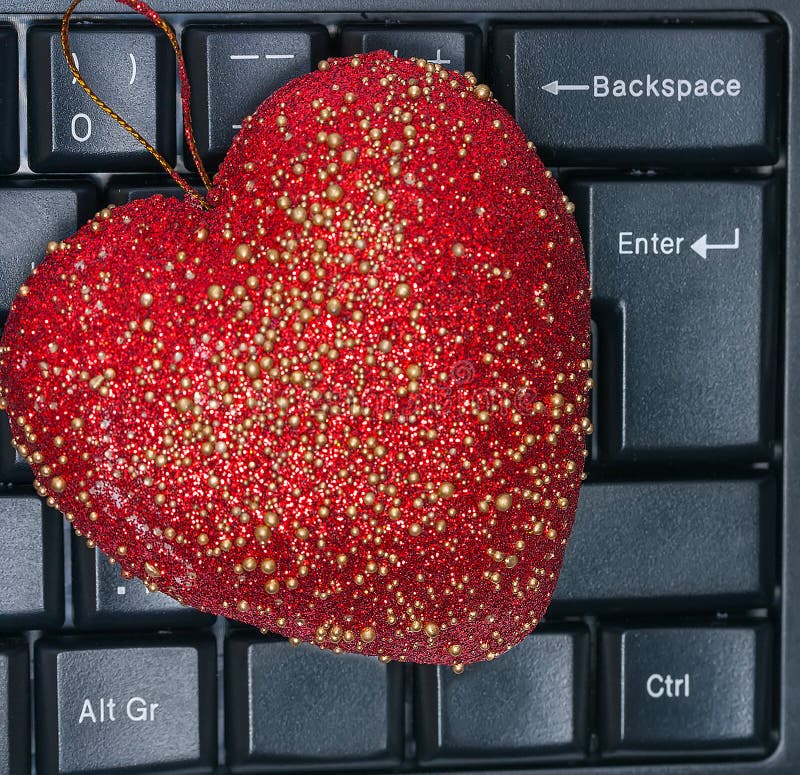 Heart On The Computer Keyboard Stock Photo - Image of button, laptop ...