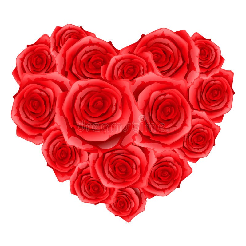 Heart Of Red Realistic Roses Happy Valentine Day Card Stock Vector