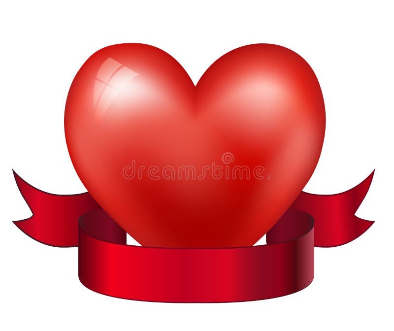 Heart and red ribbon stock vector. Illustration of template - 65460743