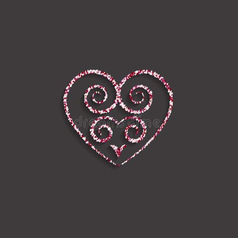 Glitter Icon. Double Pink Heart Logo. Love Symbol. Use in Decoration ...