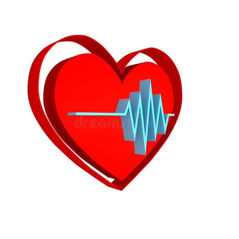 Heart Rhythm Logo. Pulse Simbol - 3D Render Stock Illustration ...