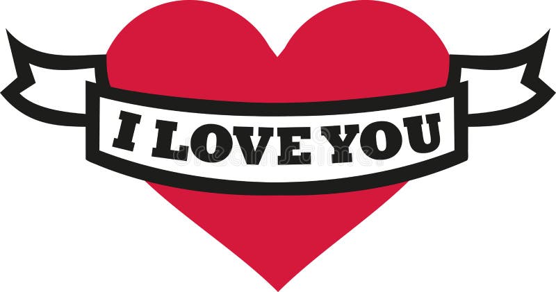 Heart with Ribbon and I Love You Stock Vector - Illustration of banner ...