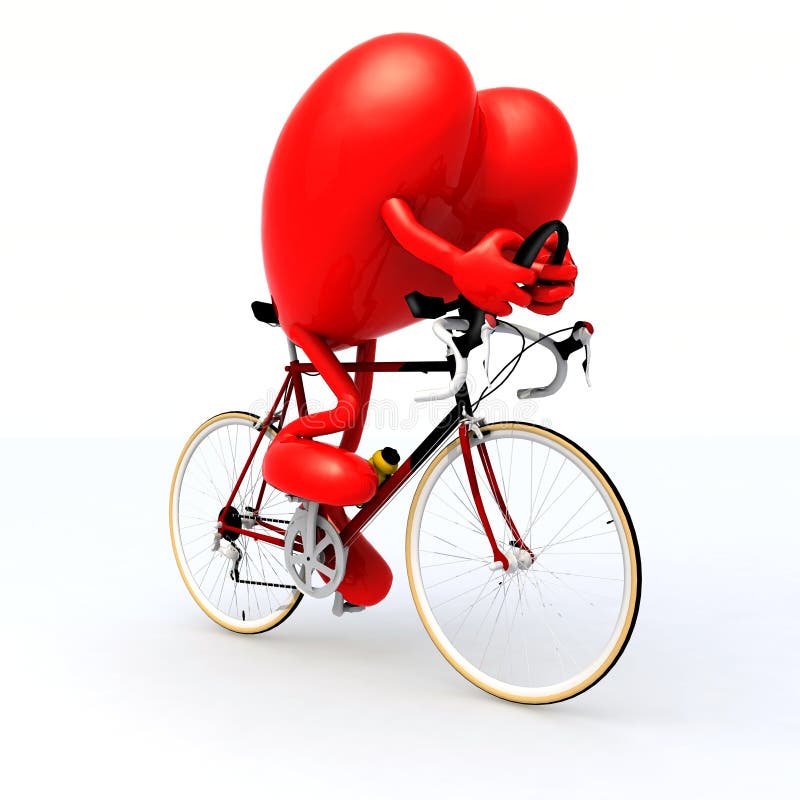 Heart riding a bicycle stock illustration. Illustration of bycicle ...
