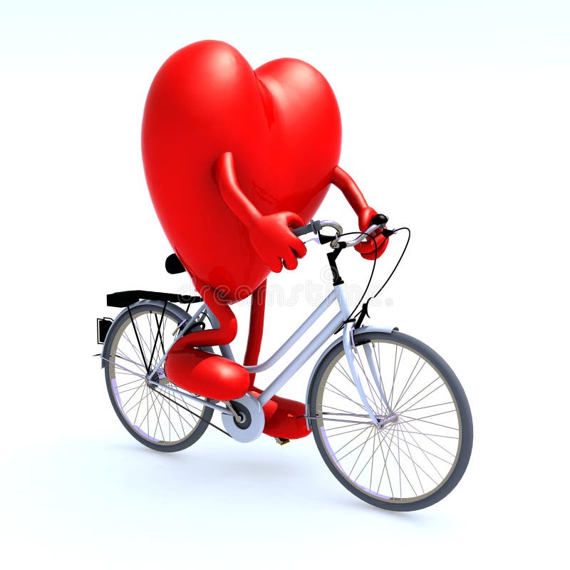 Heart riding a bicycle stock illustration. Illustration of outdoor ...